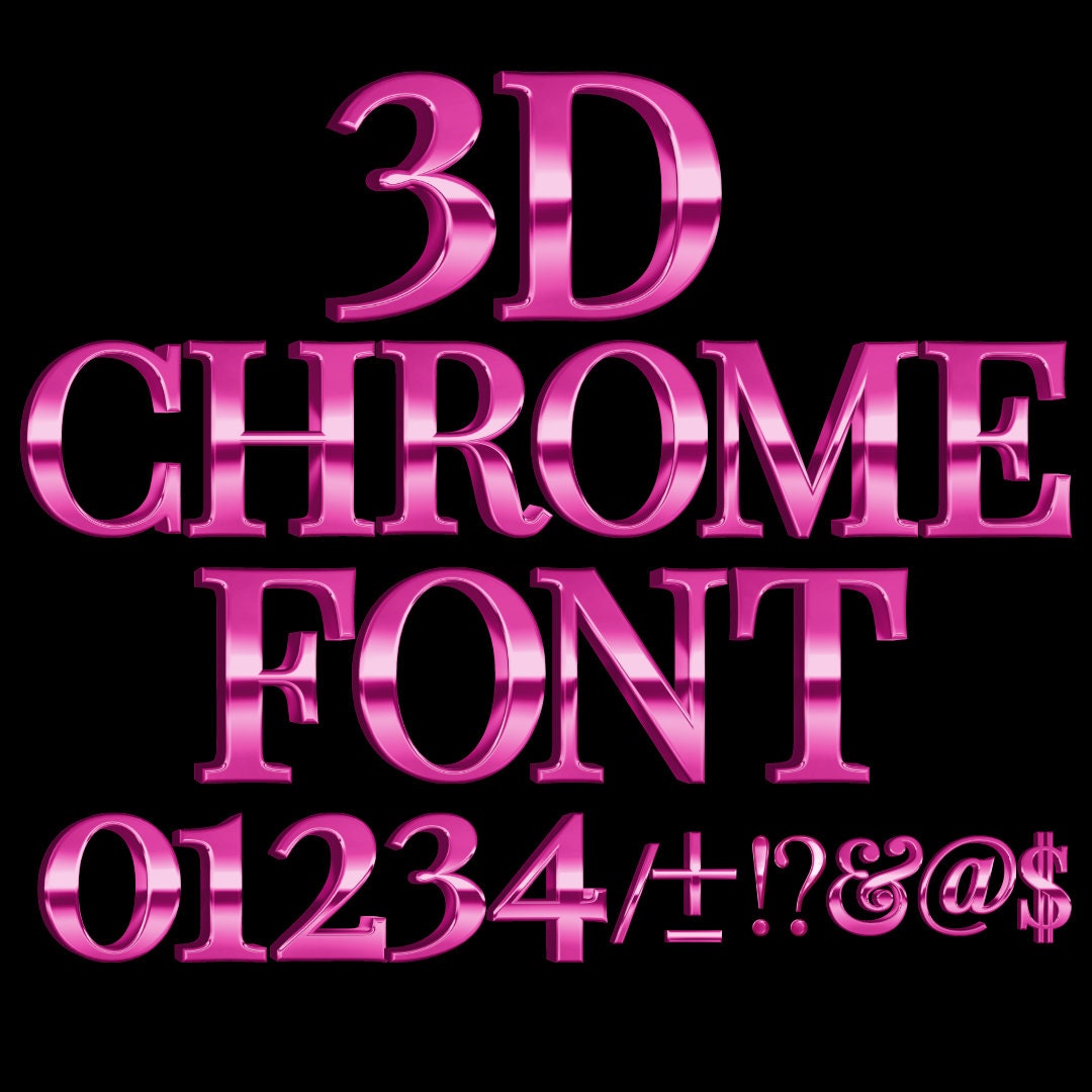 3D Pink Chrome Letters Metallic Font PNG SVG, Chrome Pink Letter ...