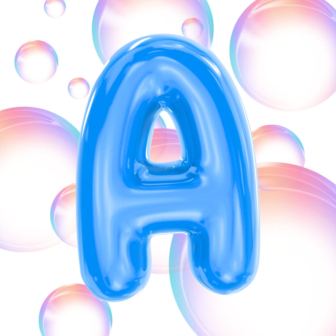 3D Bubble Letters Blue Font PNG SVG, Blue Bubbly Letter, Summer Cute ...