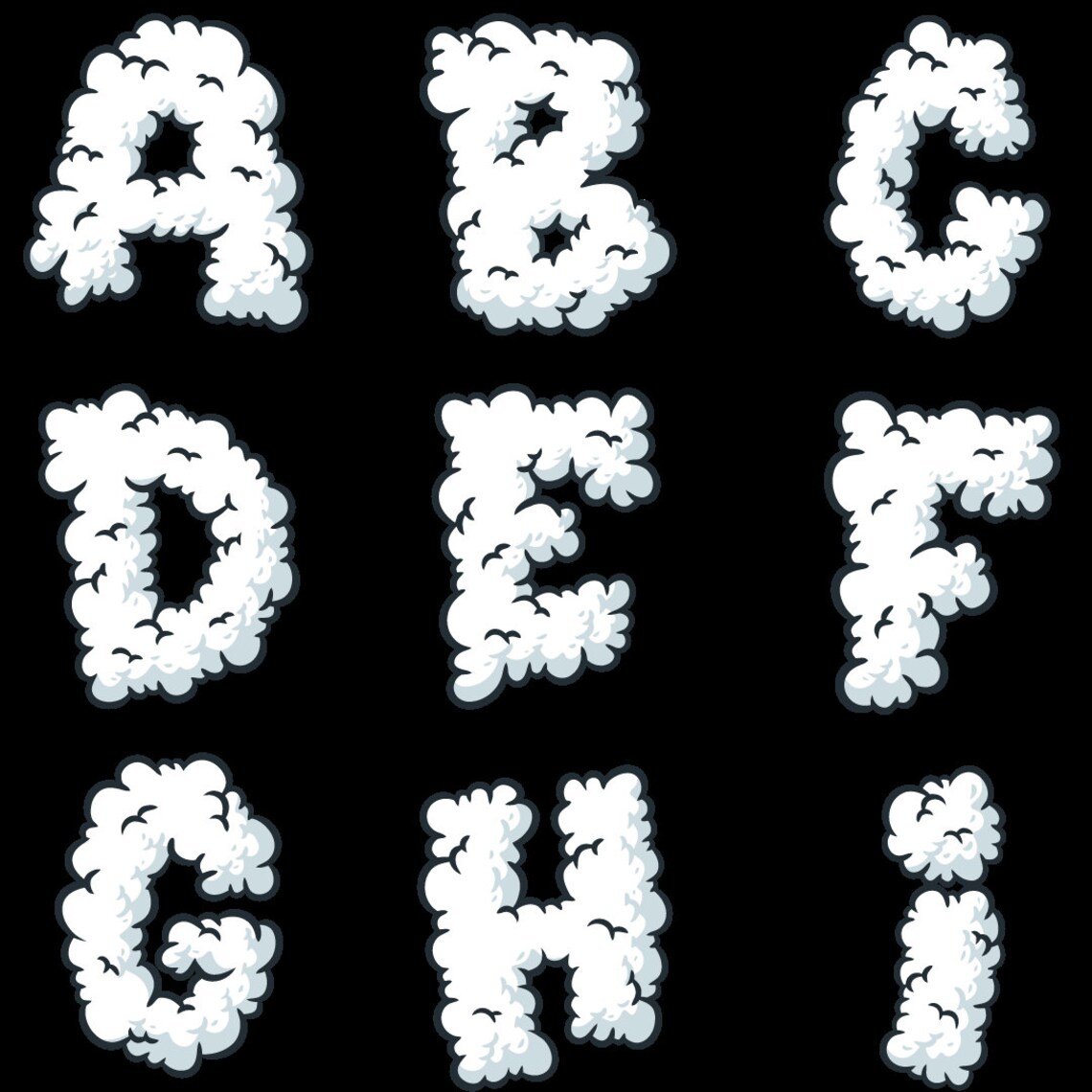 3D Clouds Letters Font PNG SVG, Cloud Letters, 3D Cute Playful Letters ...
