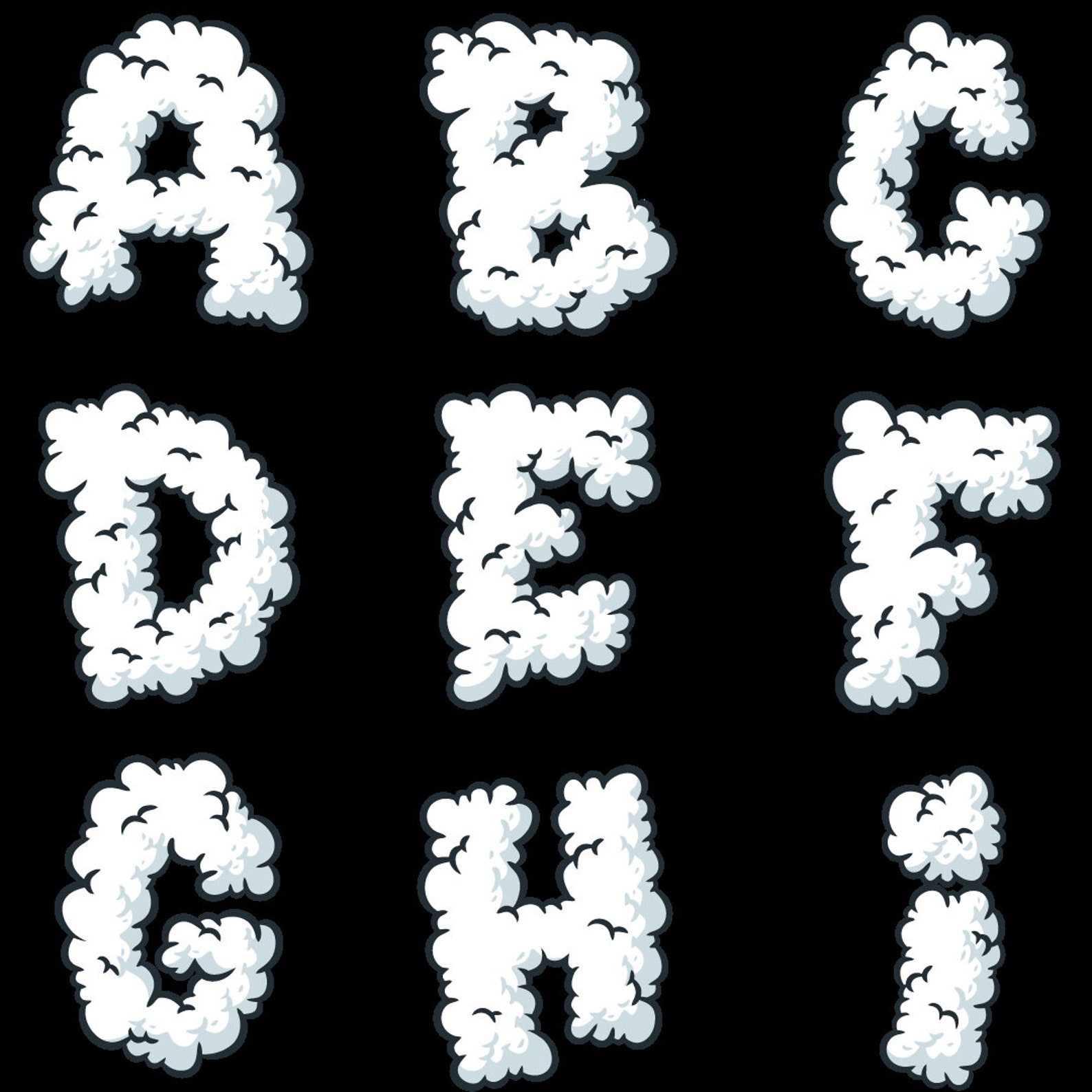 3D Clouds Letters Font PNG SVG, Cloud Letters, 3D Cute Playful Letters ...