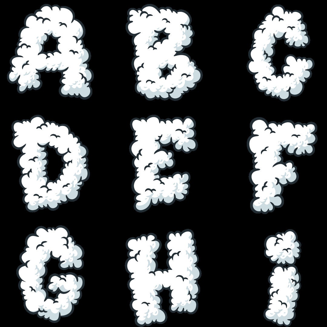3D Clouds Letters Font PNG SVG, Cloud Letters, 3D Cute Playful Letters ...