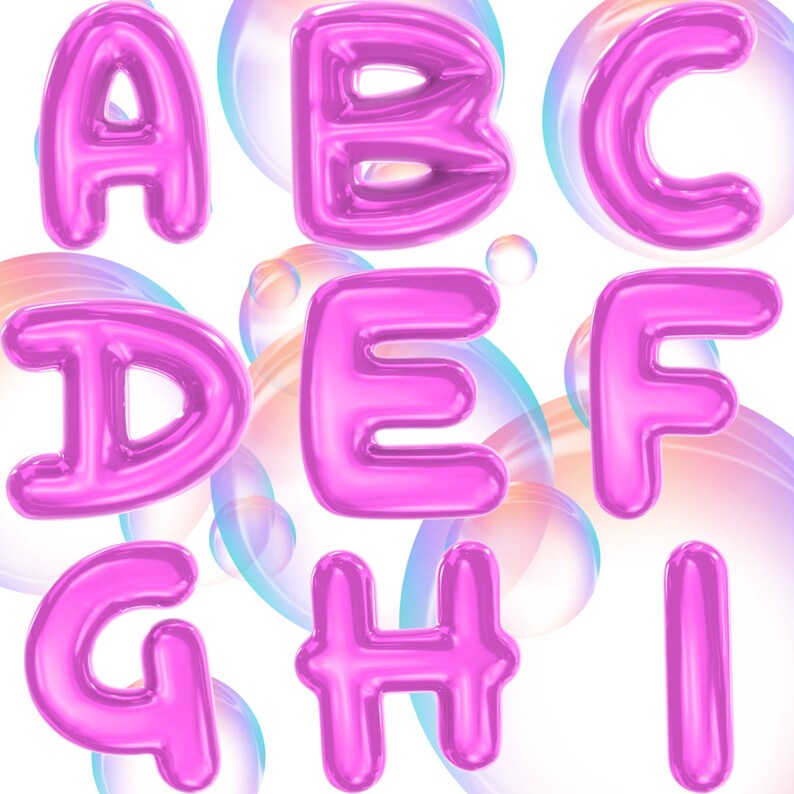 3D Bubble Letters Hot Pink Font PNG SVG, Pink Bubbly Letter, Summer ...