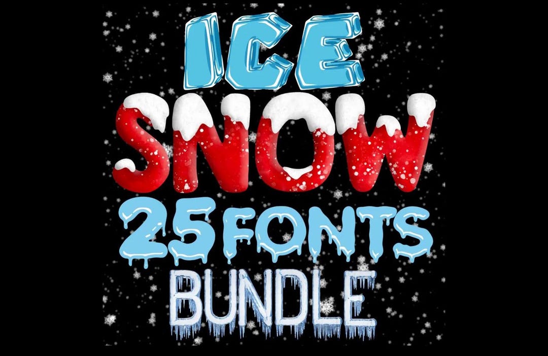 Bundle 25 ICE Snow Letters Font PNG SVG, Ice Letters, 3D Frozen Letters ...