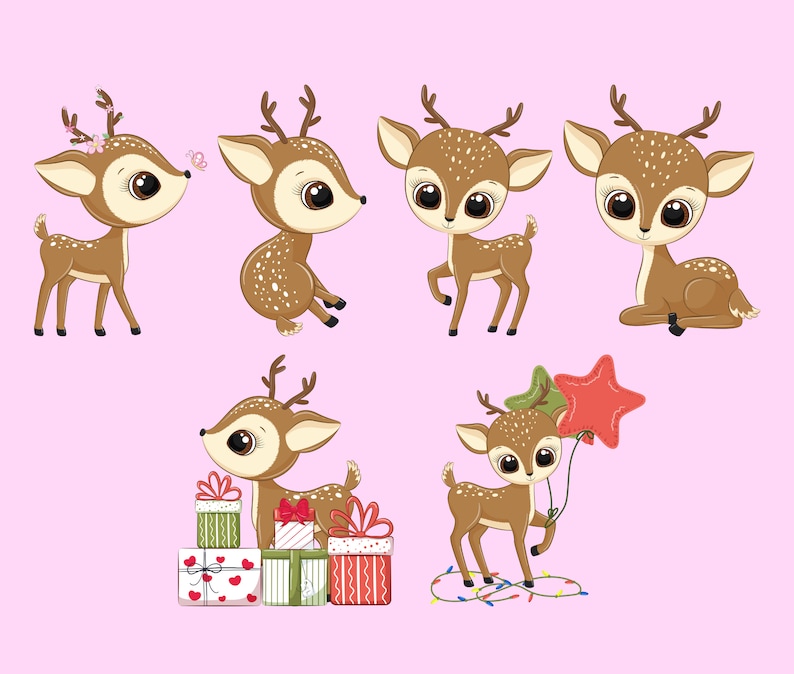 14 Cute Deer Clipart Bundle SVG PNG JPG Pdf Icons Kawaii - Etsy