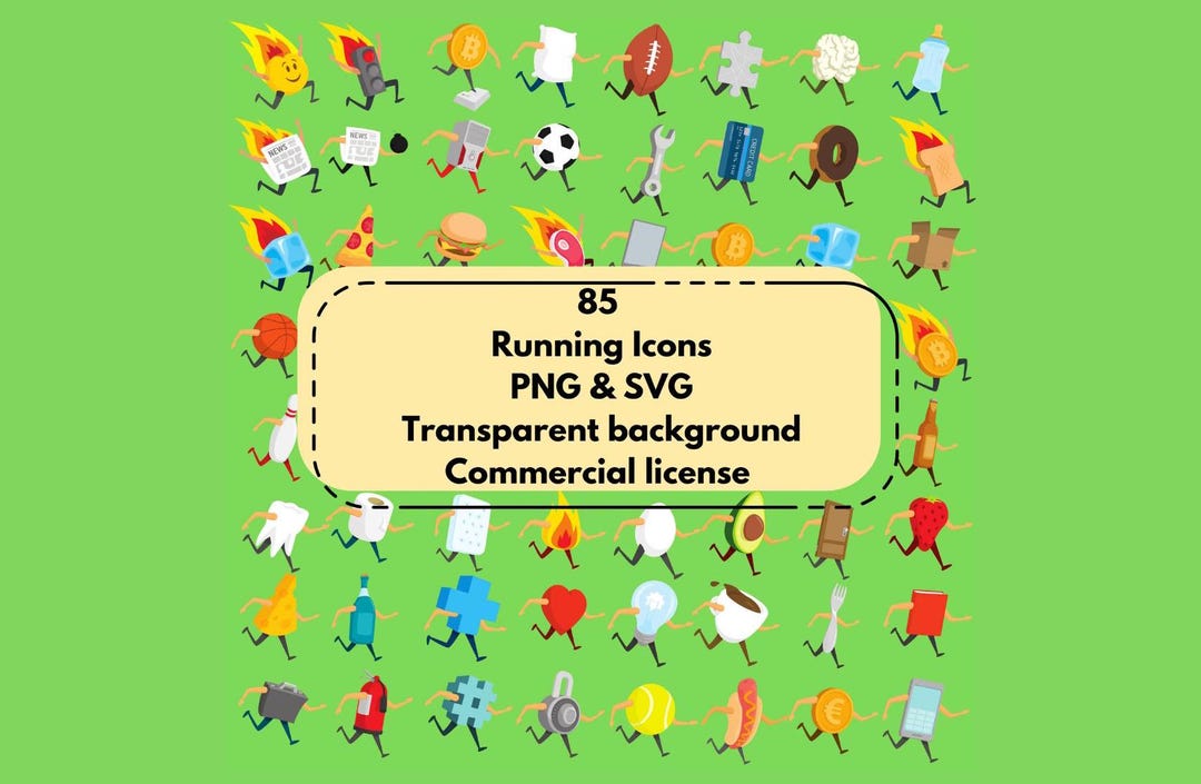 Running Icons Bundle 85 SVG & PNG, Cute Funny Marathon Images, Run ...