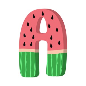 Watermelon Letters Font PNG SVG, Summer Letters, 3D Summer Cute Playful ...