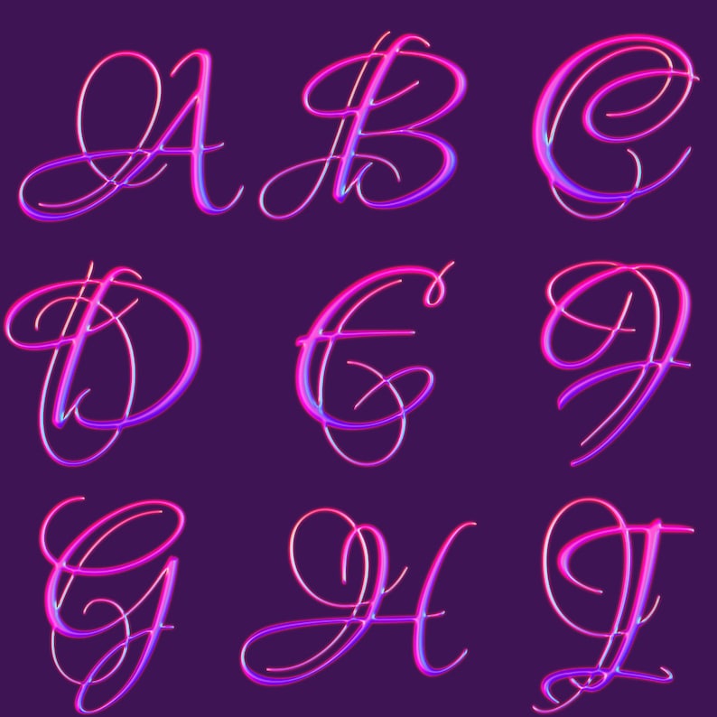 Cursive Handwritten Neon Font SVG and PNG, Signature Script, Cursive ...