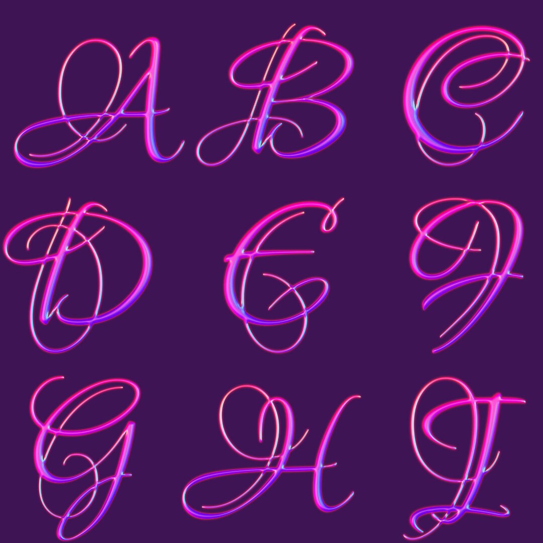 Cursive Handwritten Neon Font SVG and PNG, Signature Script, Cursive ...