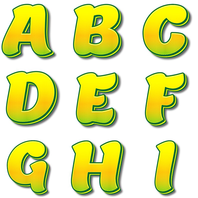 Comic Letters PNG JPG Instant Download, Comic Numbers, Letters ...