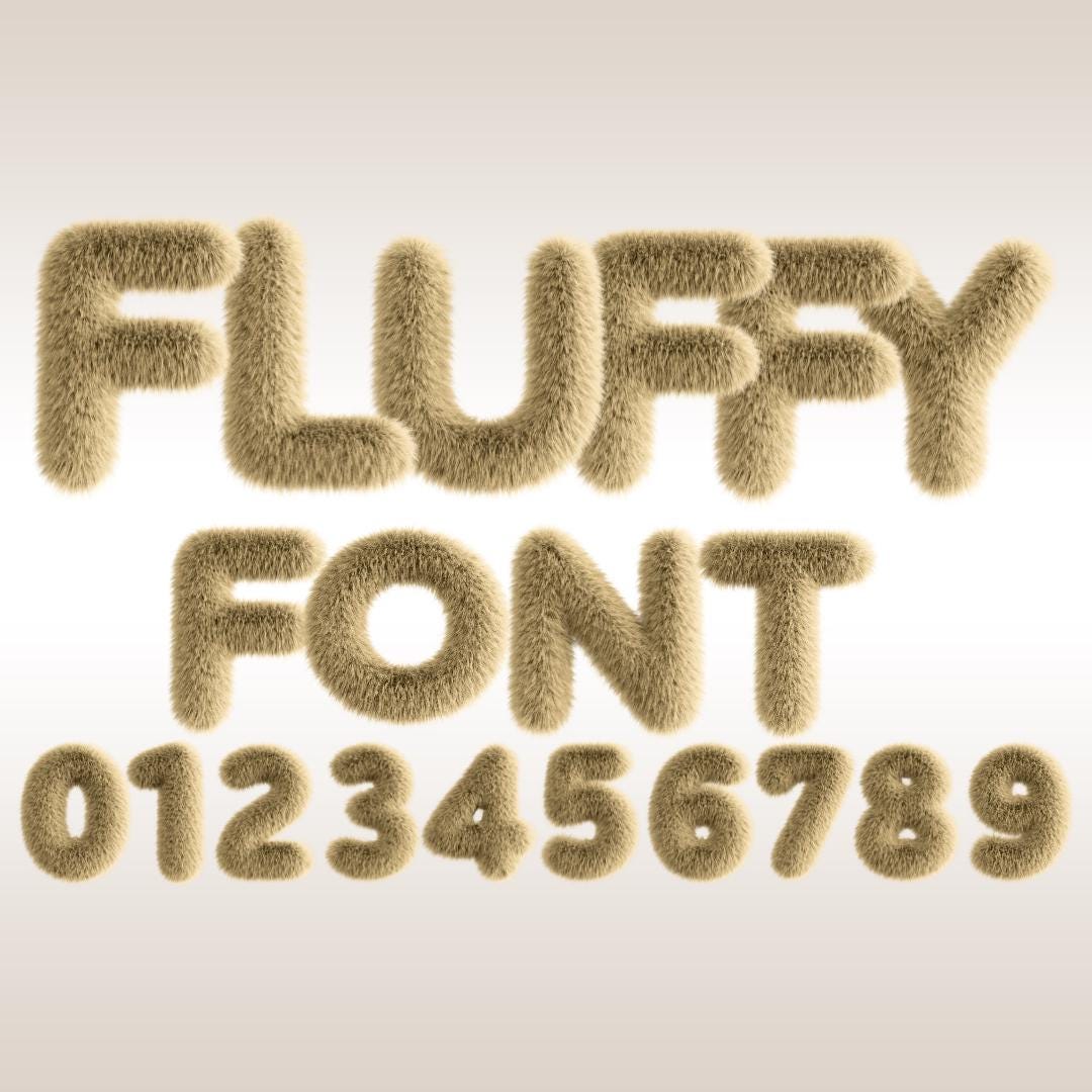3D Beige Fur Font PNG SVG, Fluffy Letters, Fluffy Font, Teddy Bear ...