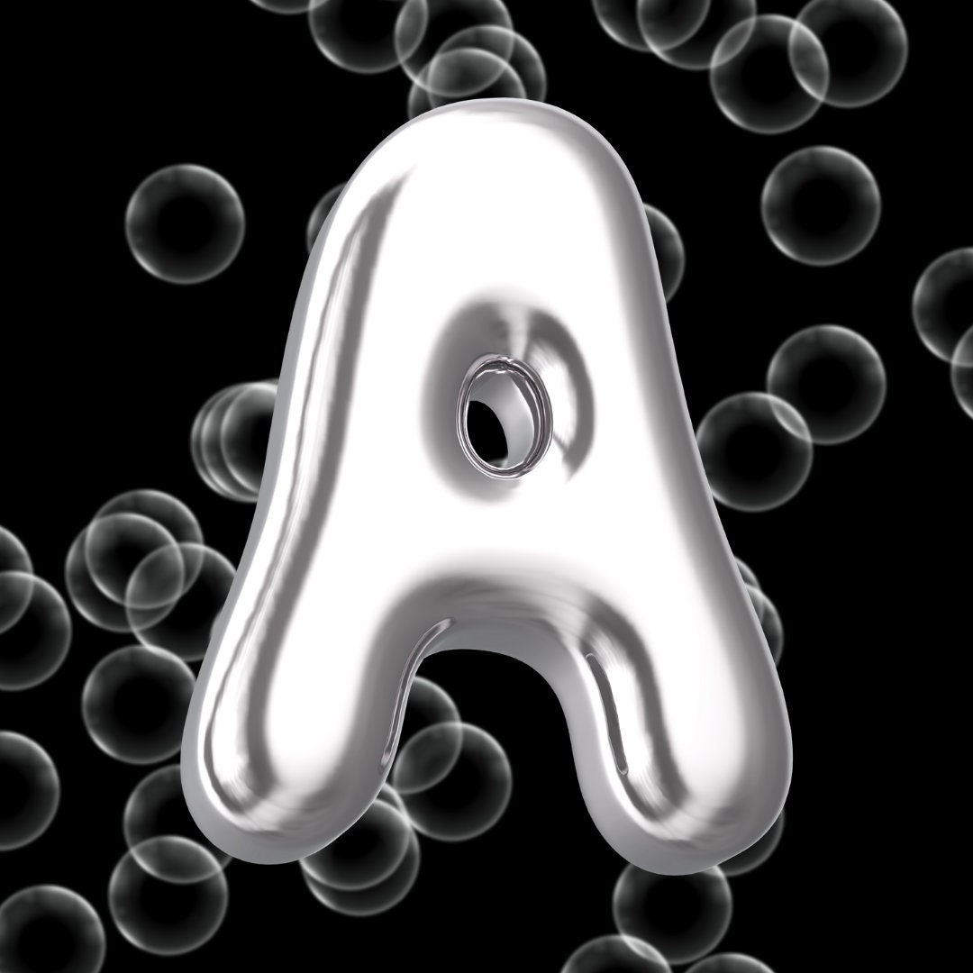 3D Bubble Letters Silver Chrome Font PNG SVG, Chrome Bubbly Letter ...