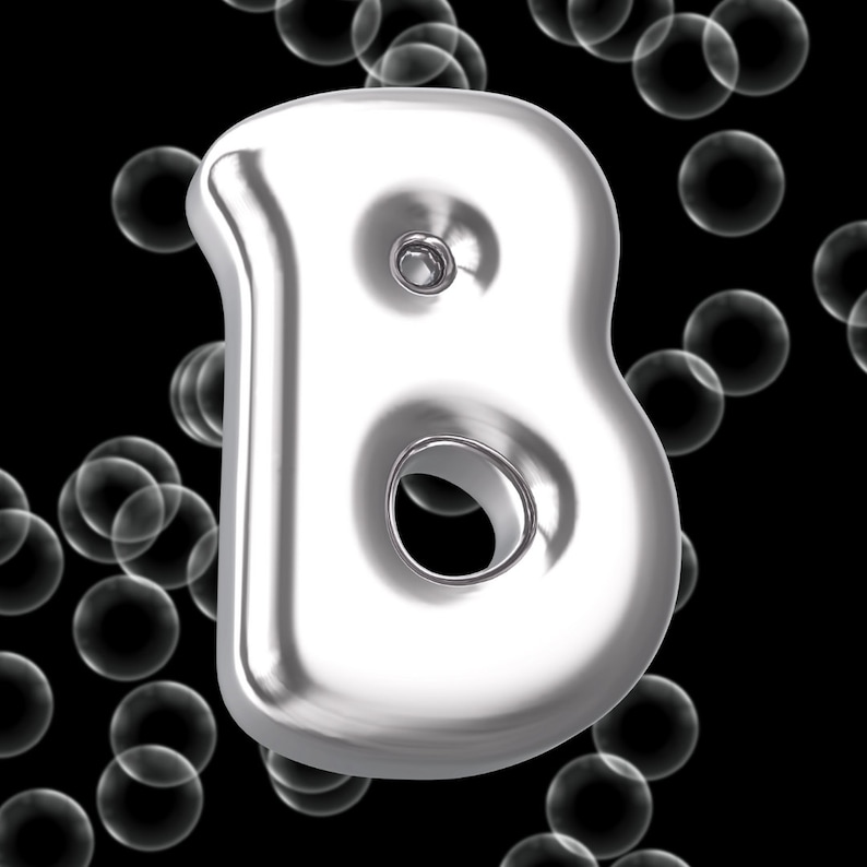 3D Bubble Letters Silver Chrome Font PNG SVG, Chrome Bubbly Letter ...