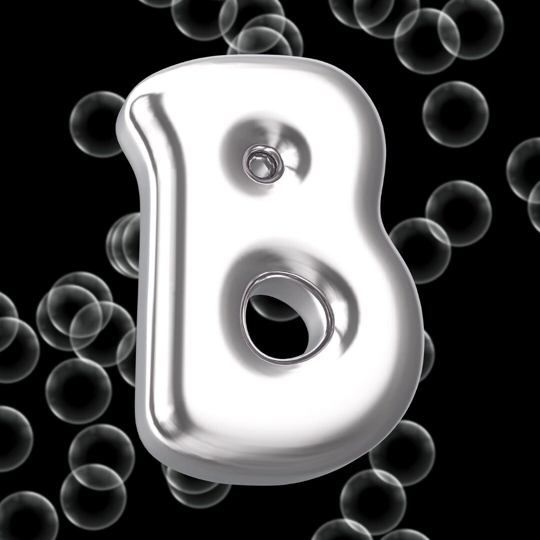 3D Bubble Letters Silver Chrome Font PNG SVG, Chrome Bubbly Letter ...