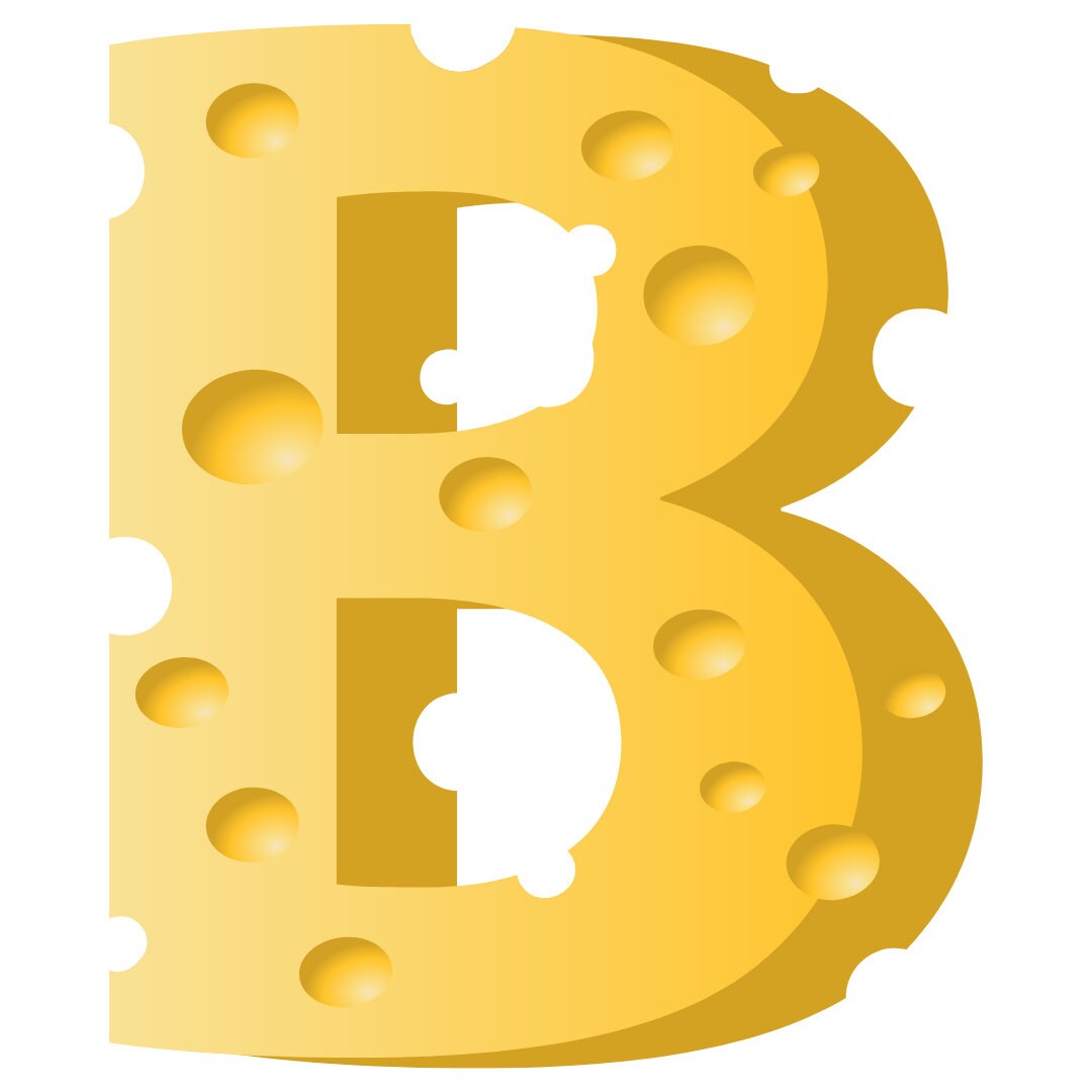 3D Cheese Typography Clipart Letters & Numbers SVG PNG Files, Doodle ...