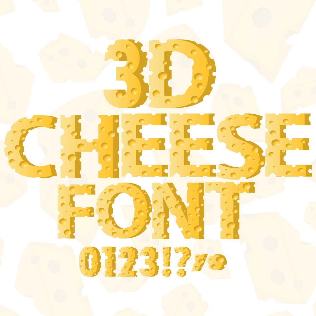 3D Cheese Typography Clipart Letters & Numbers SVG PNG Files, Doodle ...