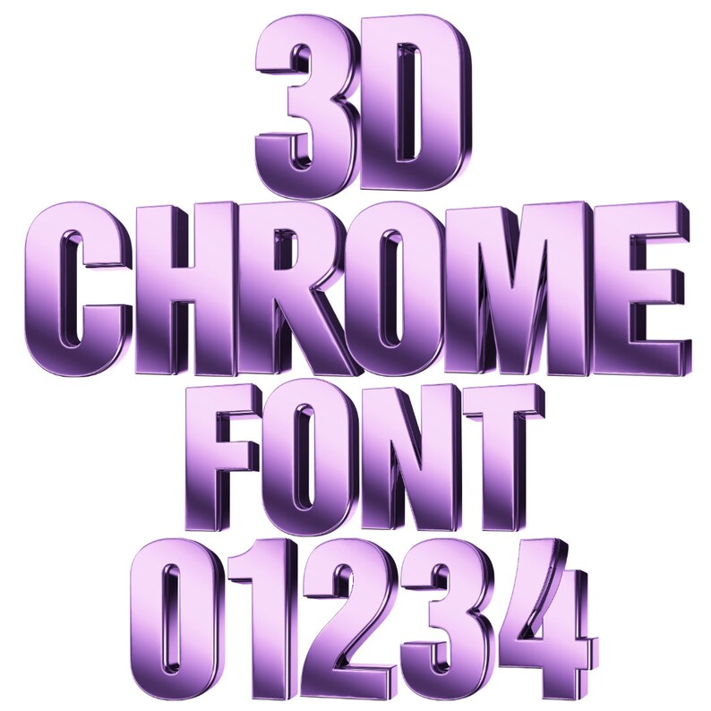 3D Purple Chrome Letters Metallic Font PNG SVG, Chrome Purple Letter ...