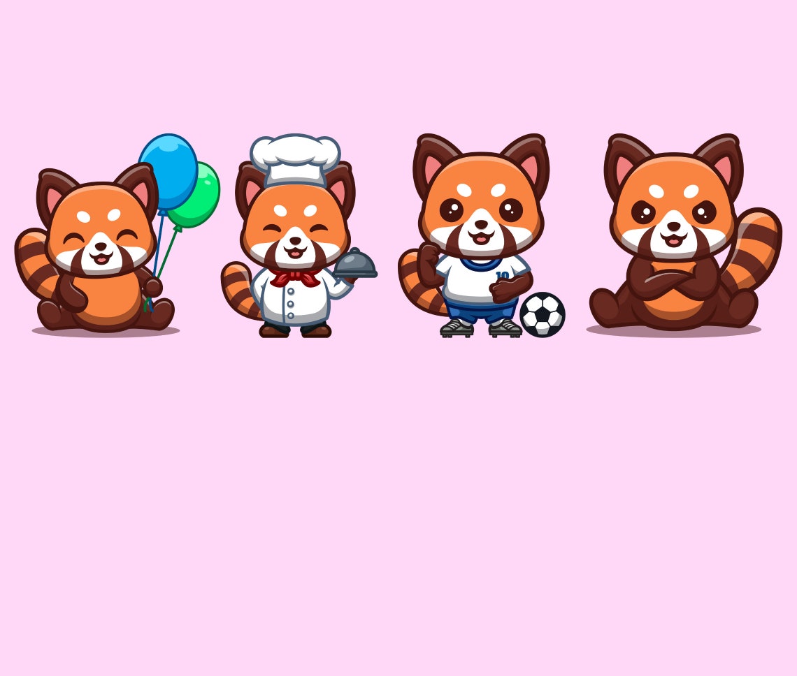 40 Cute Red Panda Clipart Bundle SVG PNG JPG Pdf Icons Kawaii - Etsy