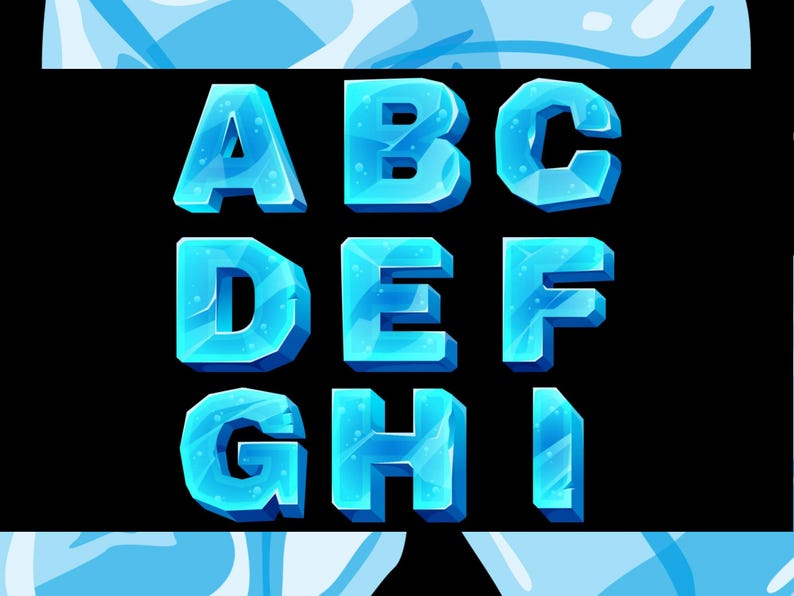 3D ICE Letters Font PNG SVG, Frozen Alphabet, 3D Frozen Letters Bundle ...