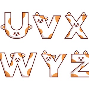Cute A-Z Letters & Numbers Clipart Set SVG PNG JPG, Cat Alphabet ...