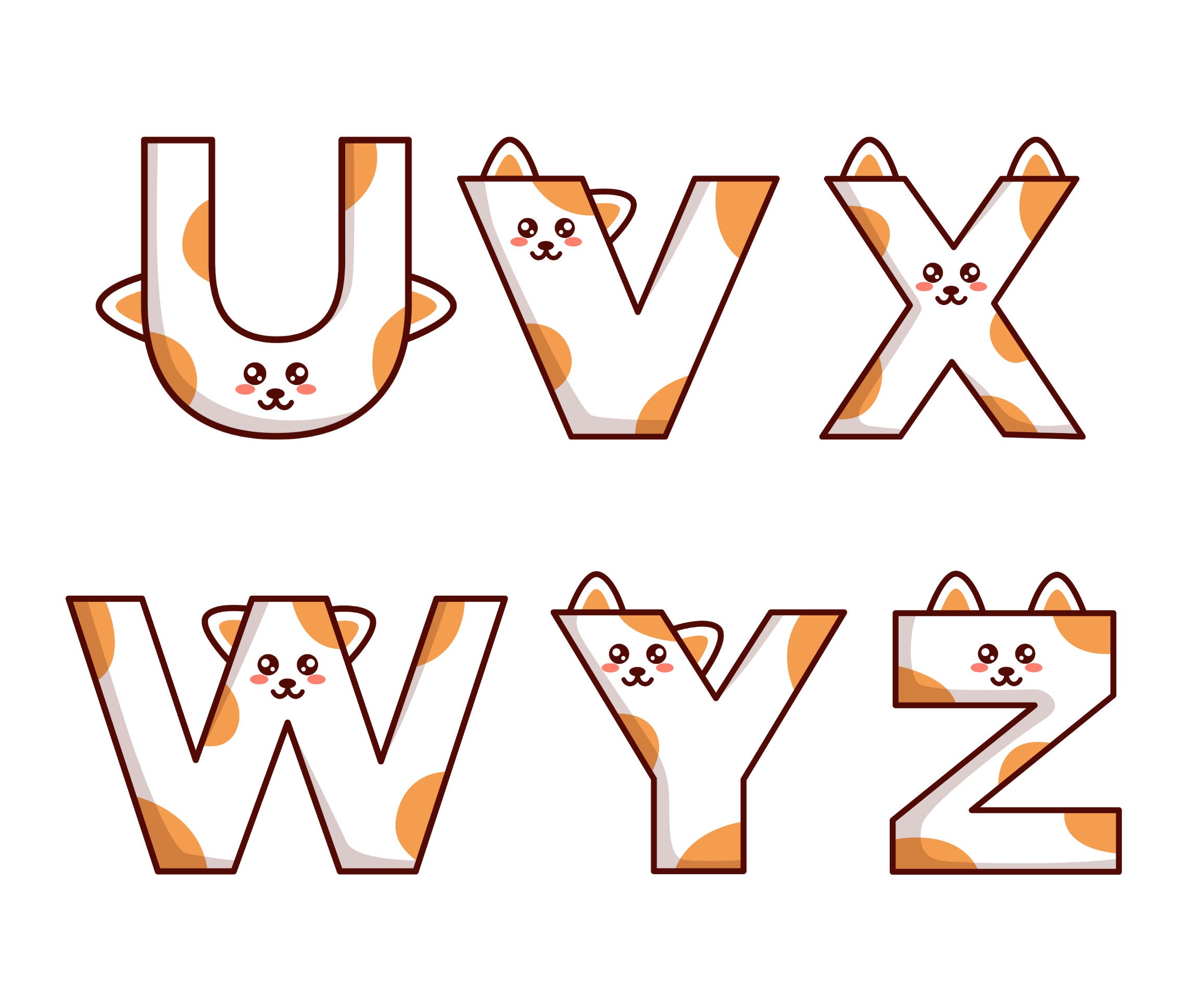 Cute A-Z Letters & Numbers Clipart Set SVG PNG JPG, Cat Alphabet ...