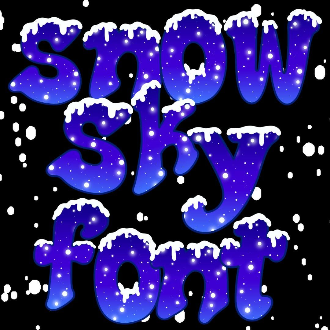 Winter Snow Sky Letters Font PNG SVG, Frozen Alphabet, 3D Frozen ...