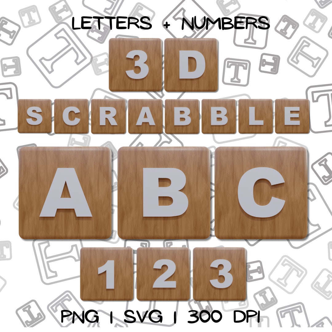 3D Scrabble Tiles SVG PNG Files, Scrabble Tiles Clipart, Scrabble Tiles ...