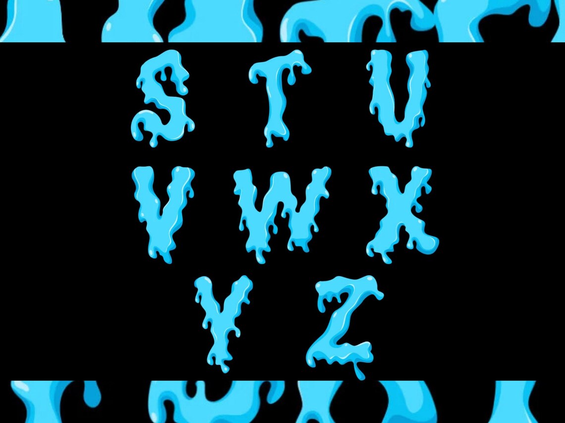 3D Water Font: PNG SVG Dripping Letters & Numbers - Etsy