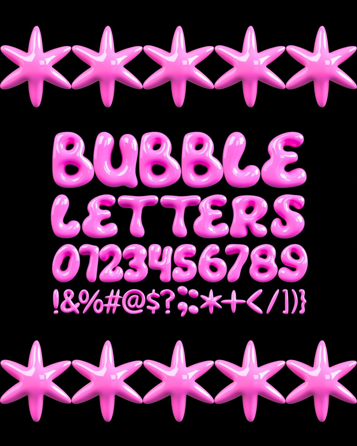 Pink 3D Bubble Letters Font: PNG SVG Bundle - Etsy