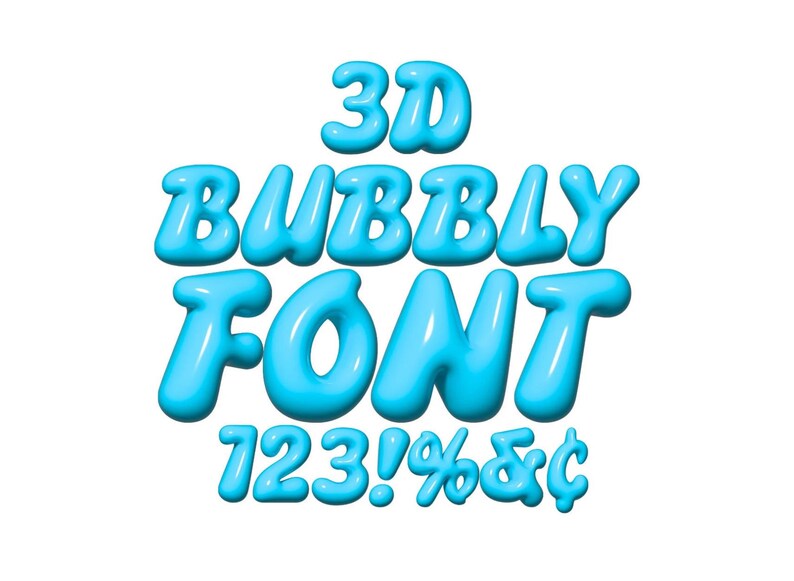 3D Bubble Letters Blue Font PNG SVG, Bubble Gum Blue Letters, Summer ...