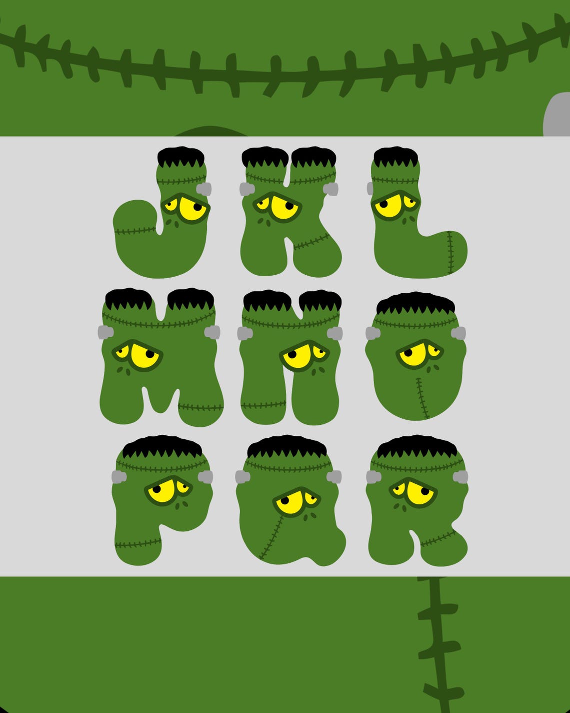 Frankenstein Monster Alphabet Letters: Spooky Halloween Horror Font ...