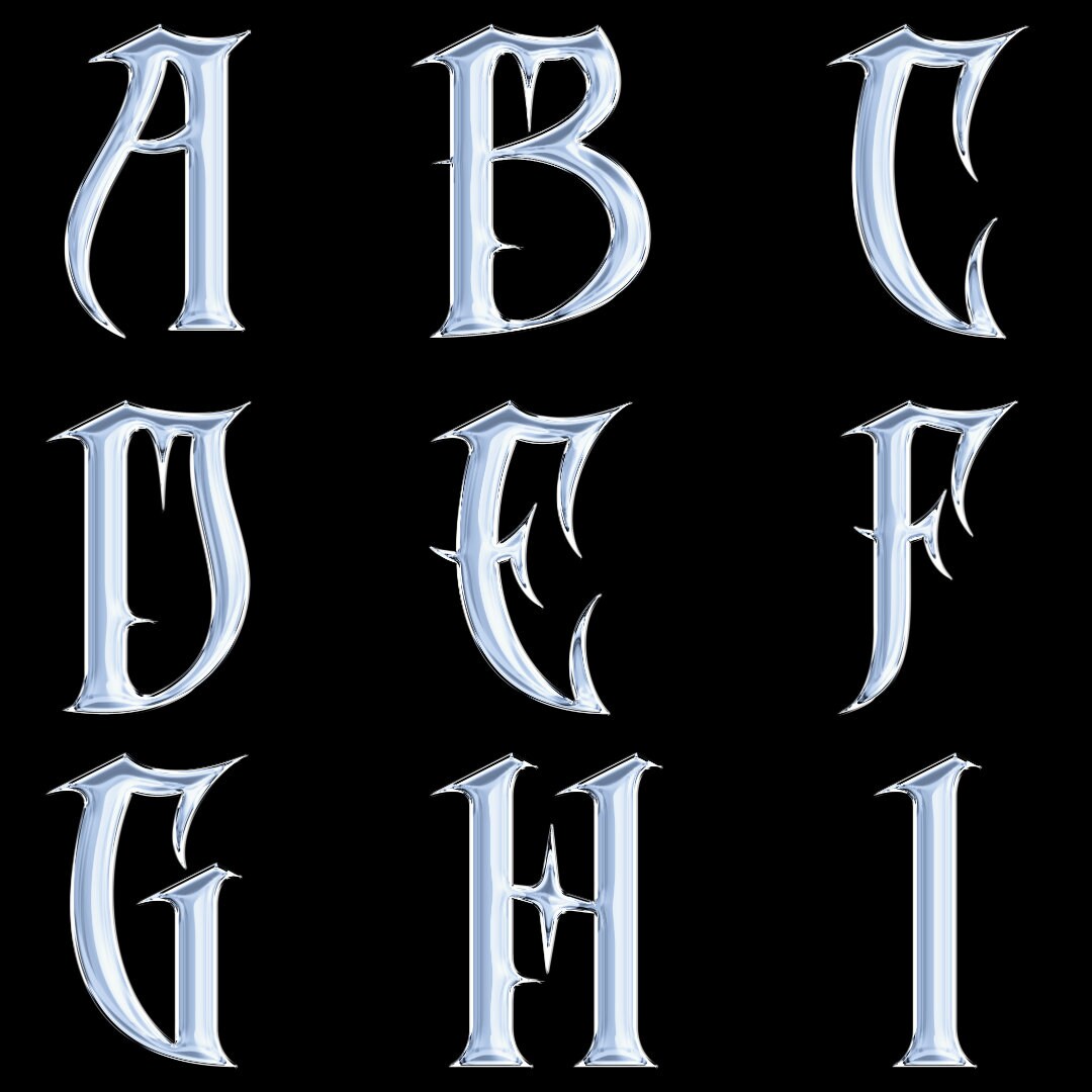 3D Silver Gothic Font SVG PNG, Alfabeto gótico, letras góticas, fuente ...