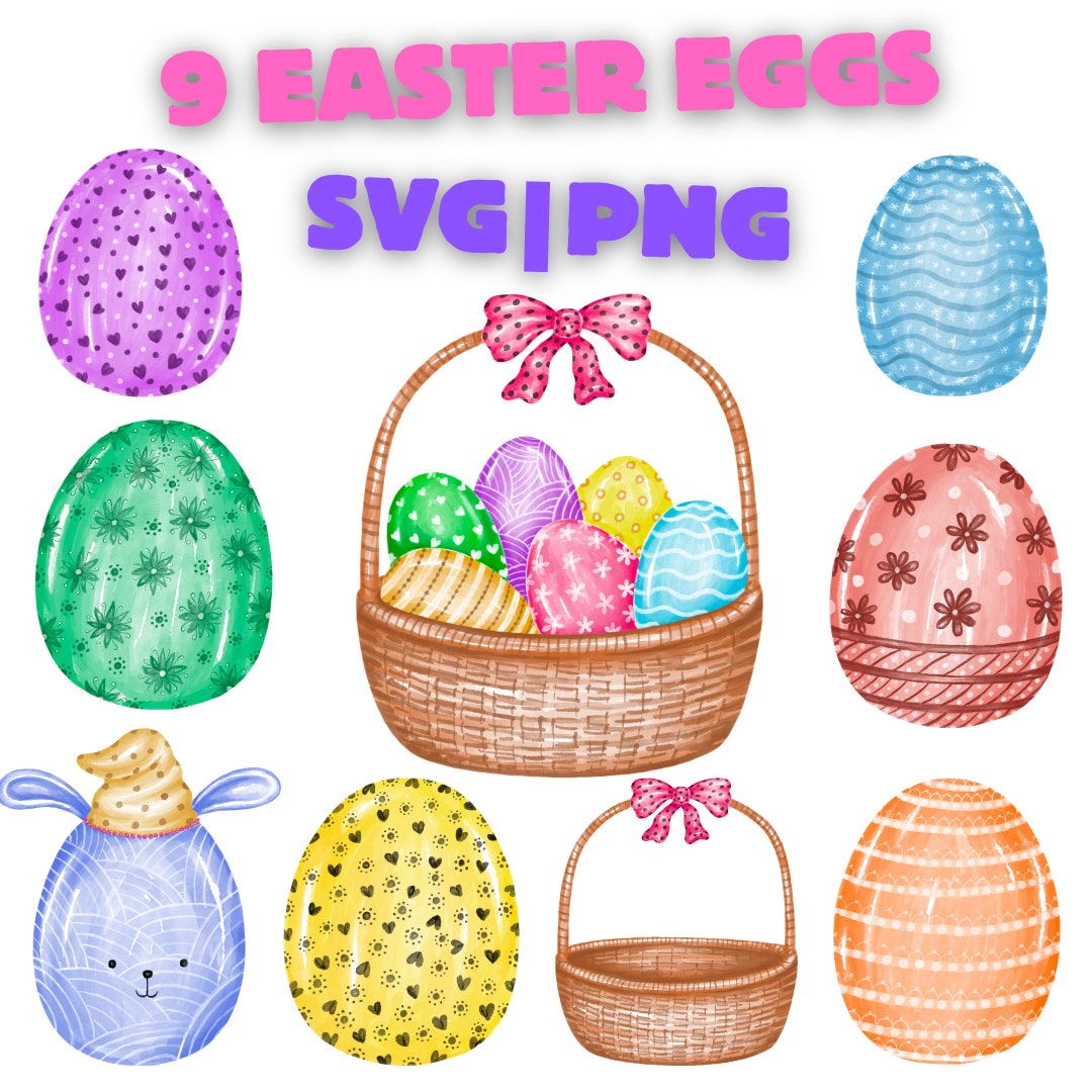 Easter Eggs Clipart Bundle 9 SVG PNG, Food Clipart, Easter Illustration ...
