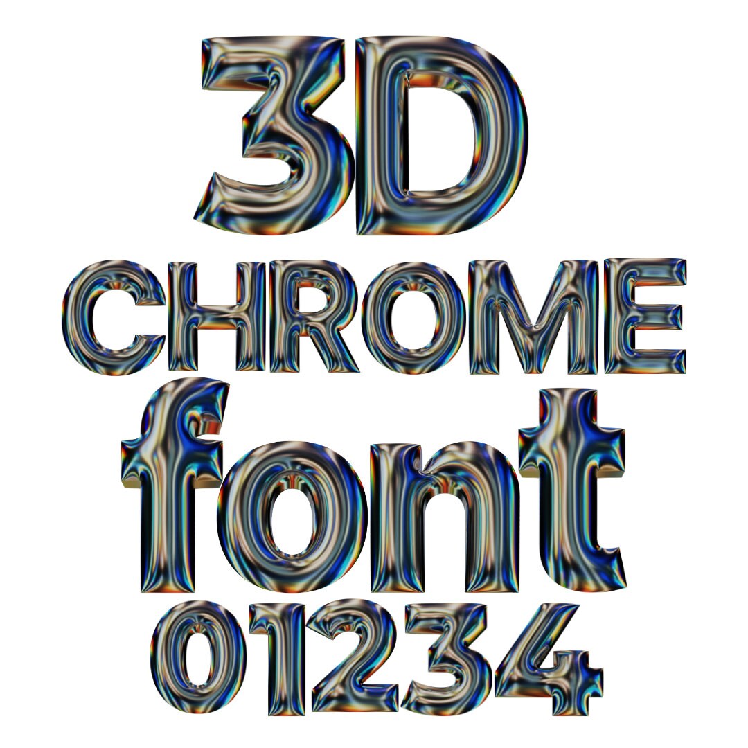 3D Black Chrome Font PNG SVG, Chrome Letters, Shiny Letters, Metallic ...
