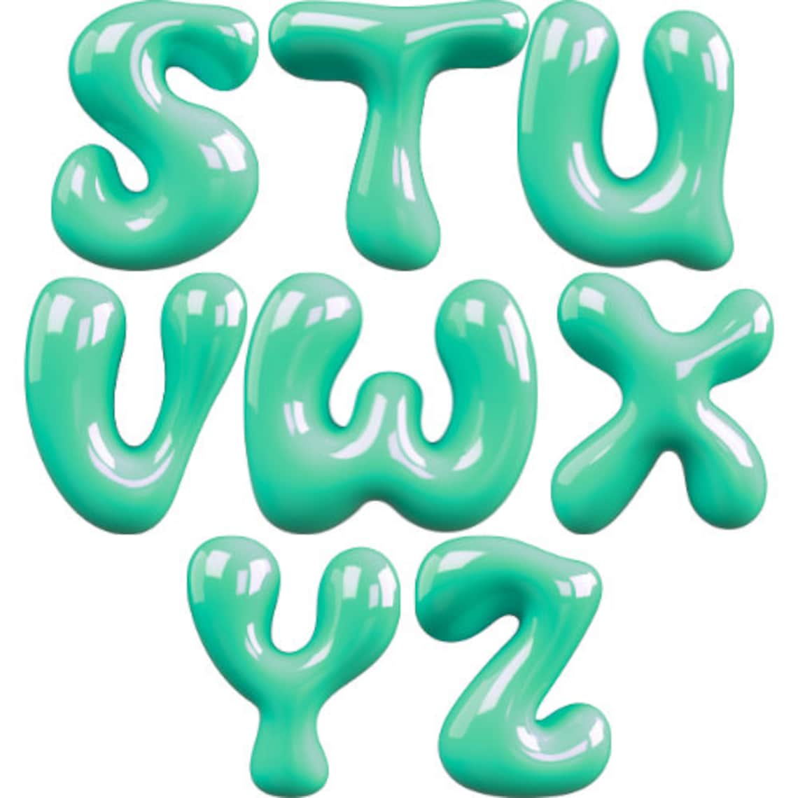 3D Bubble Letters Green Font PNG SVG, Green Bubbly Letter, Summer Cute Playful 3D Bubbly Pool ...