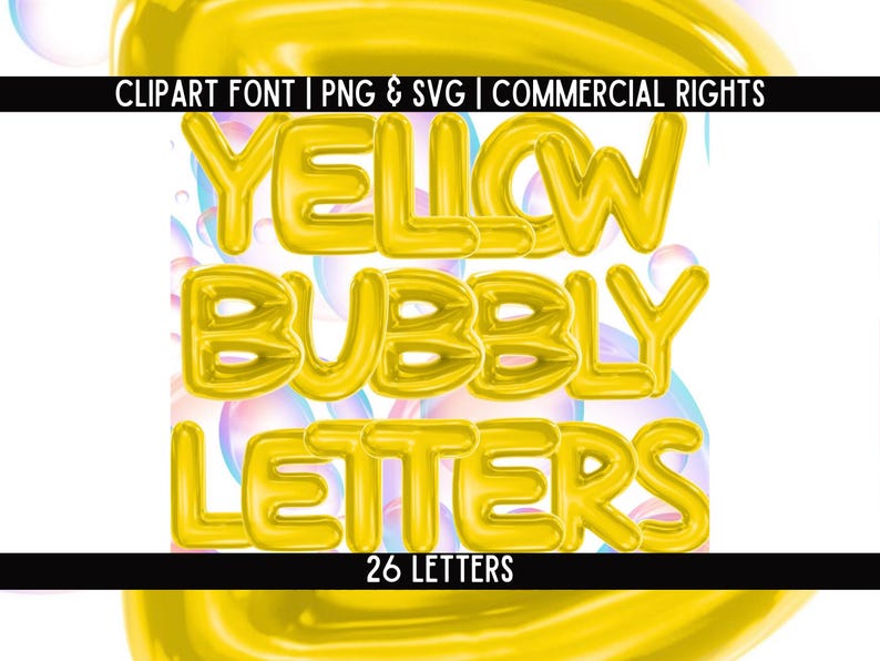 3D Bubble Letters Yellow Font PNG SVG, Yellow Bubbly Letter, Summer ...