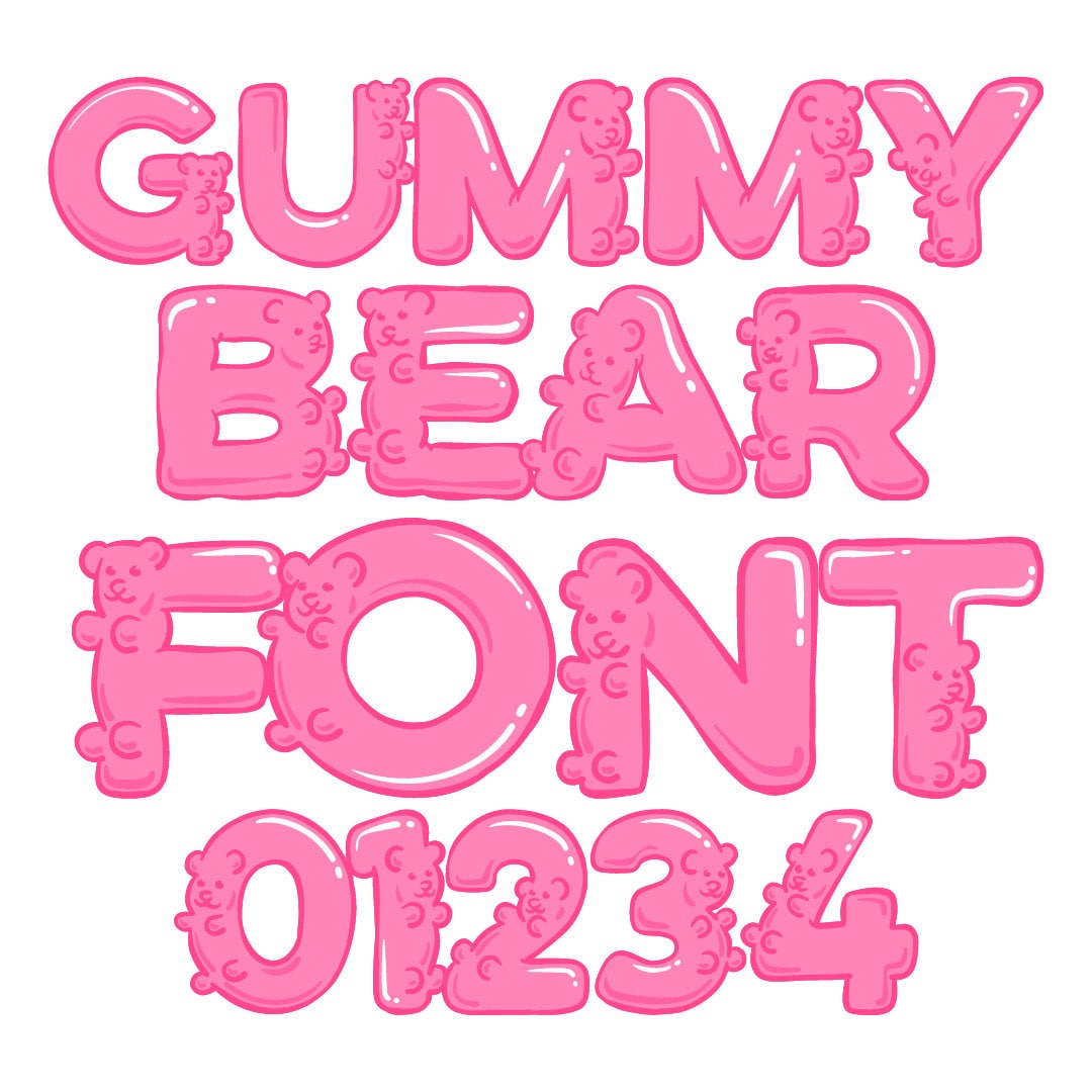 Gummy Bear Letters Pink Font PNG SVG, Bubbly Pink Letter, Summer Cute ...