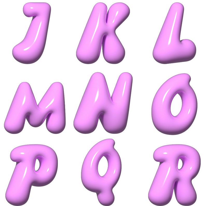 3D Bubble Letters Pink Font PNG SVG, Bubble Gum Pink Letters, Summer ...