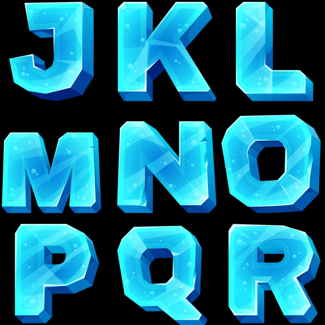 3D ICE Letters Font PNG SVG, Frozen Alphabet, 3D Frozen Letters Bundle ...