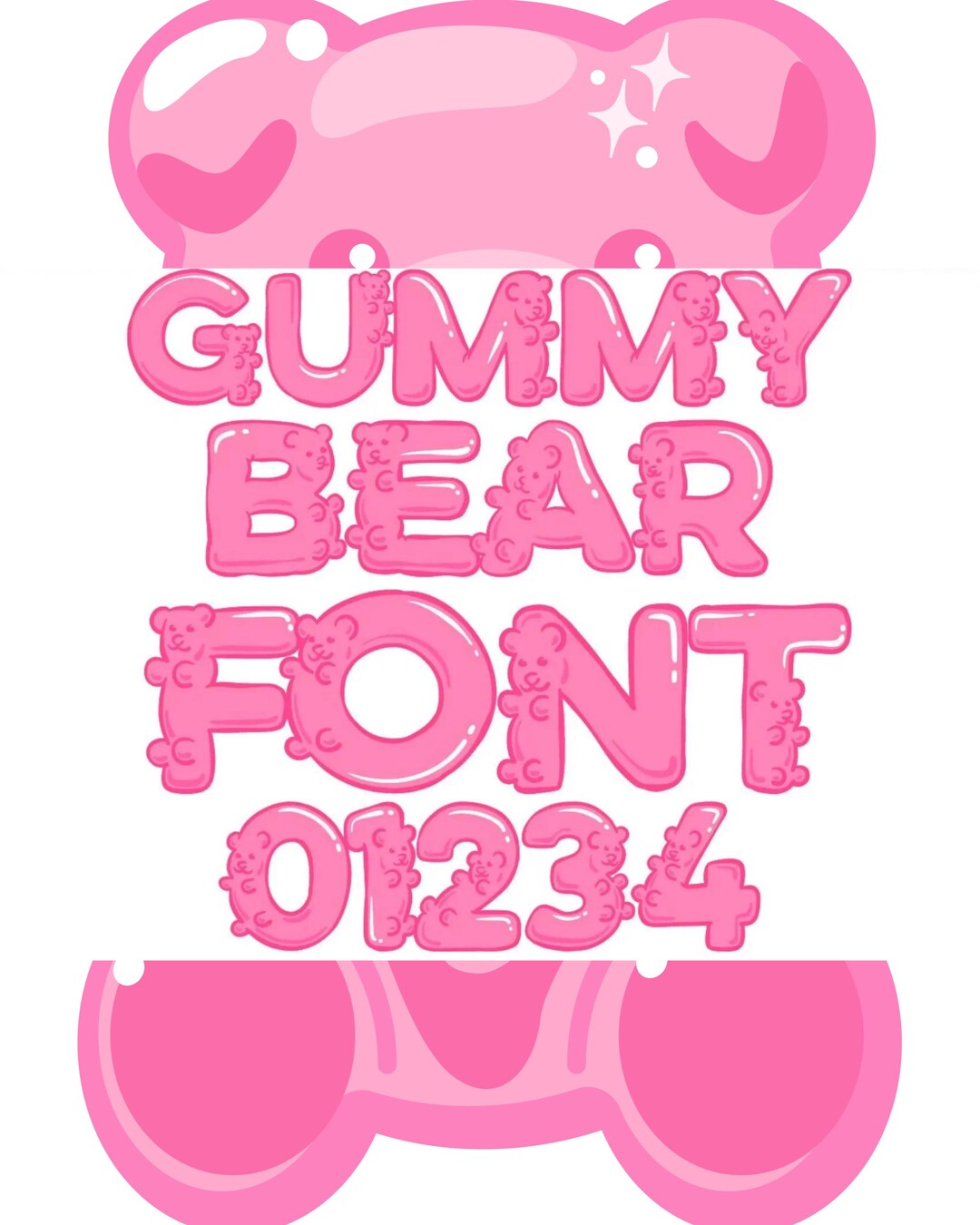 Gummy Bear Font: Pink Bubbly Letters, Numbers PNG SVG (commercial Use ...