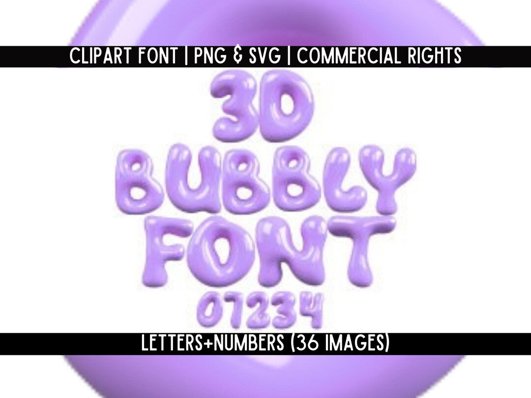 3D Bubble Letters Purple Font PNG SVG, Purple Bubbly Letter, Summer ...