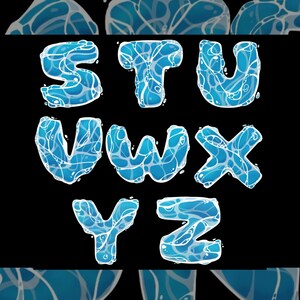 3D Water Font: Letters & Numbers PNG SVG Bundle - Etsy
