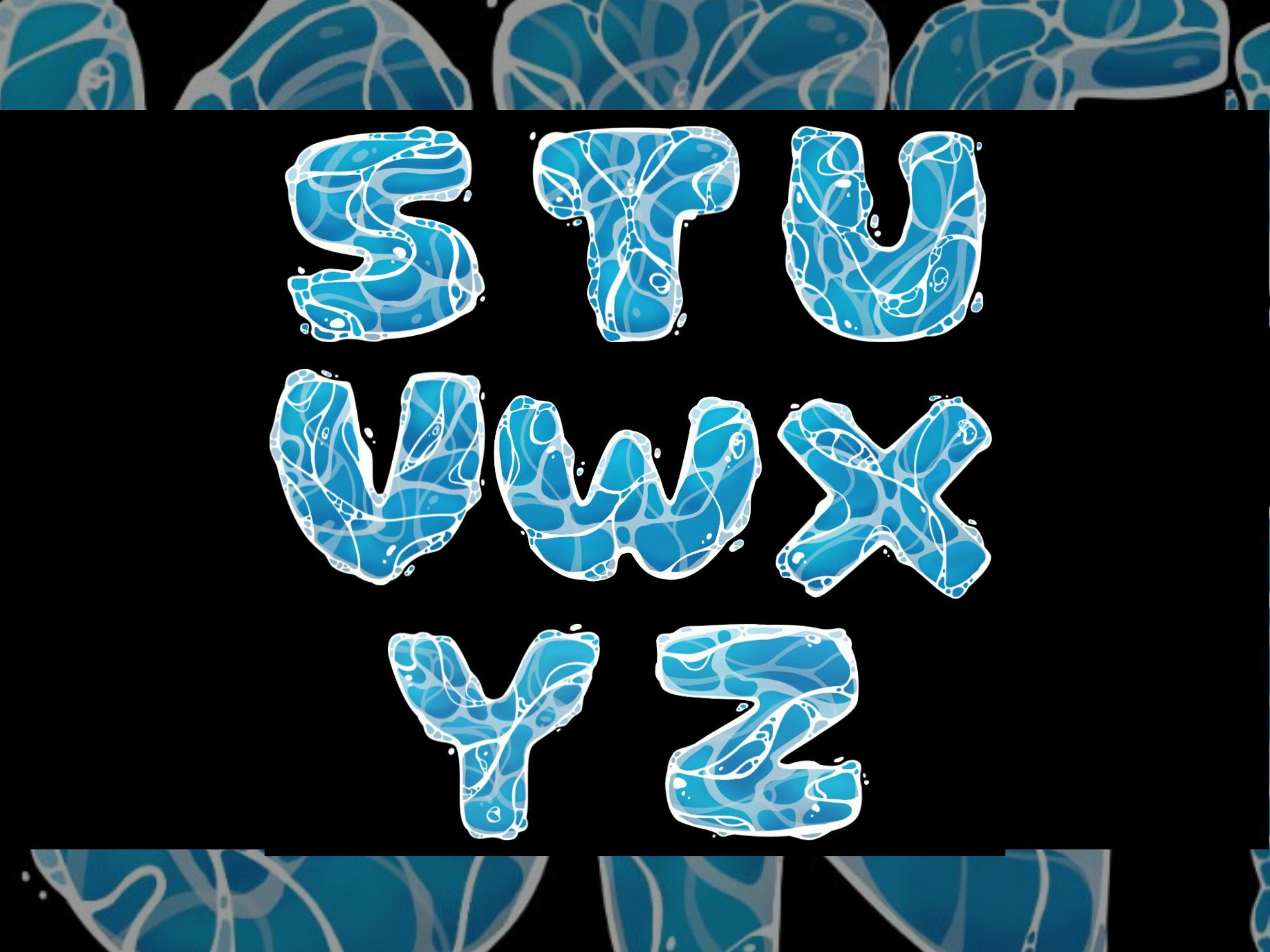 3D Water Letters Font PNG Svg,licuid, 3D Water Letters Bundle for ...