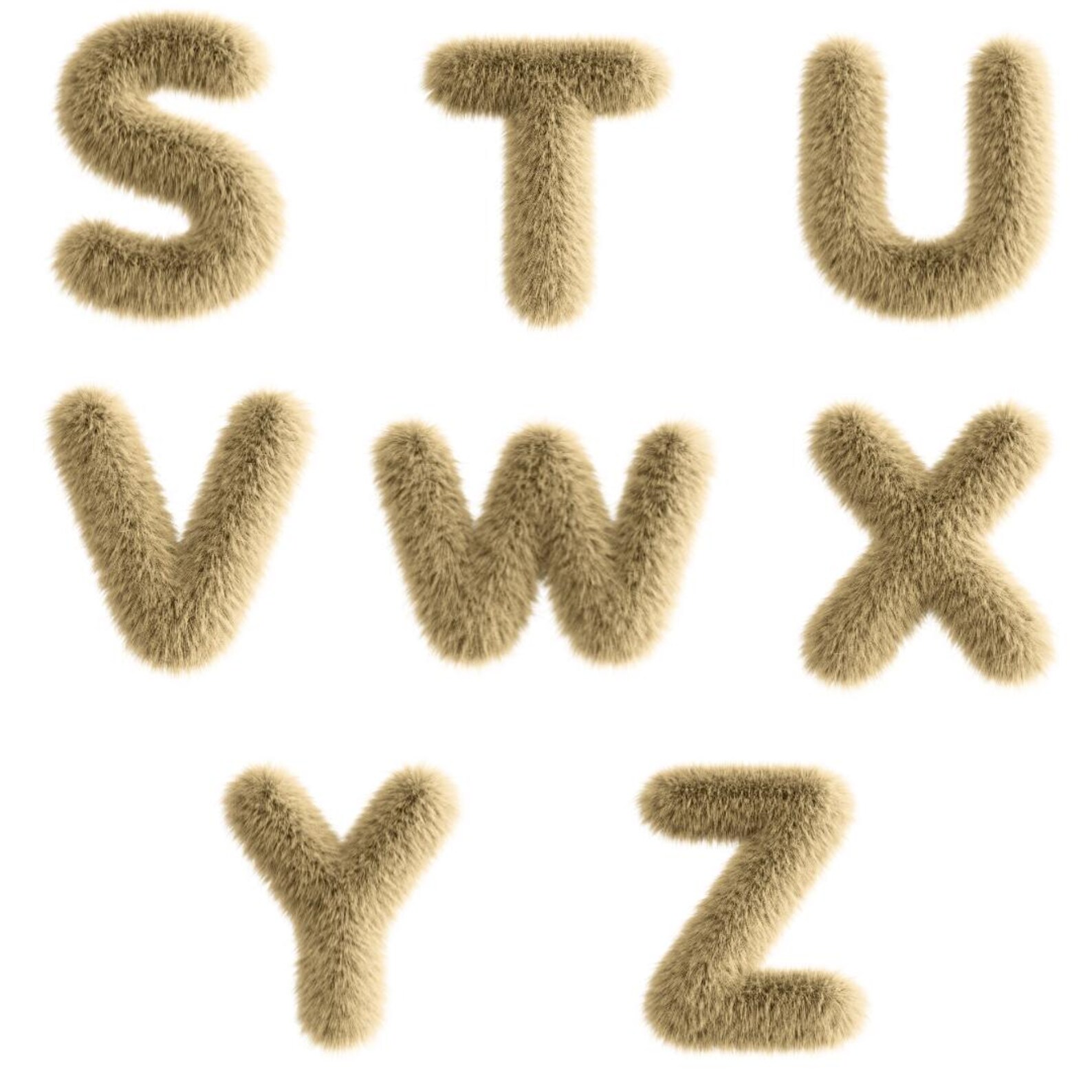 3D Beige Fur Font PNG SVG, Fluffy Letters, Fluffy Font, Teddy Bear ...