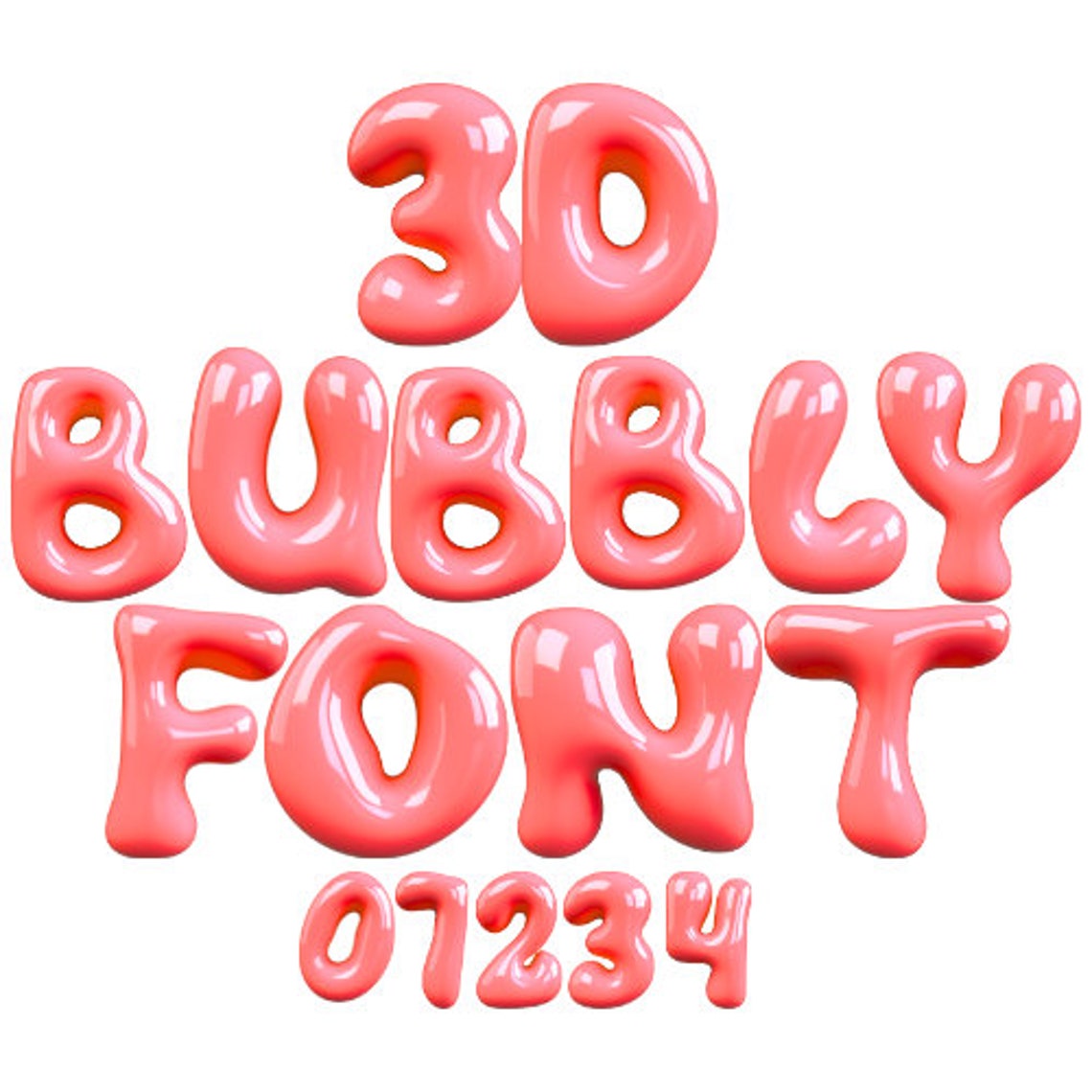 3D Bubble Letters Red Font PNG SVG, Red Bubbly Letter, Summer Cute ...