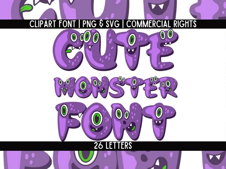 3D Monster Letters Purple Font PNG SVG, Cookie Monster Font, Halloween ...