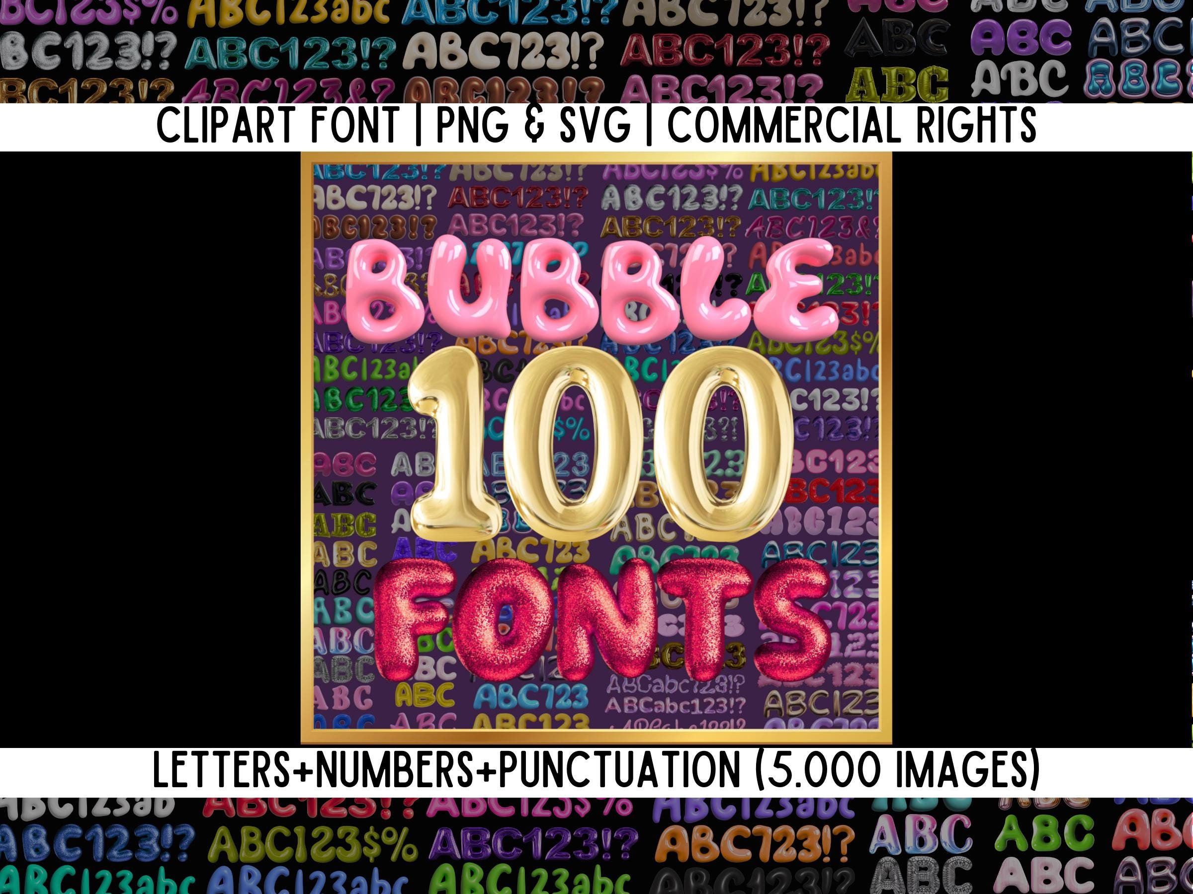 Bubble Font SVG PNG Bundle: Bubbly Alphabet, Numbers, Punctuation - Etsy