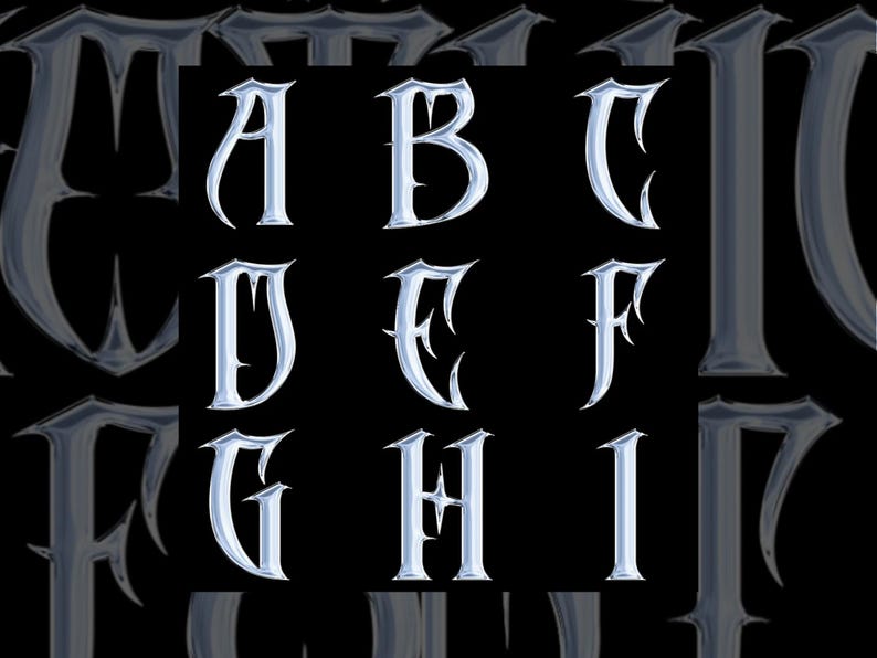 3D Silver Gothic Font SVG PNG, Gothic Alphabet, Gothic Letters, Silver ...
