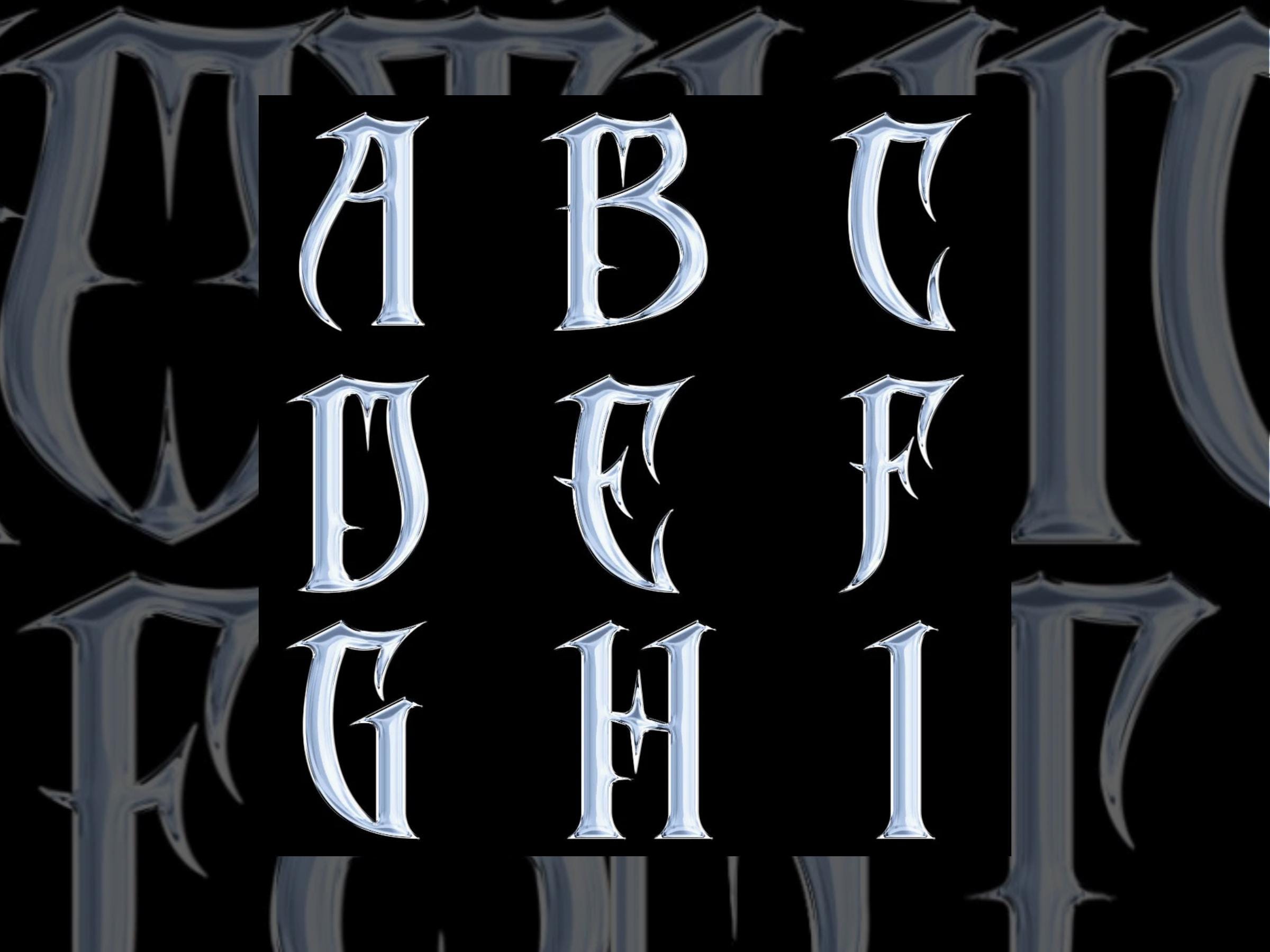3D Silver Gothic Font SVG PNG, Gothic Alphabet, Gothic Letters, Silver ...