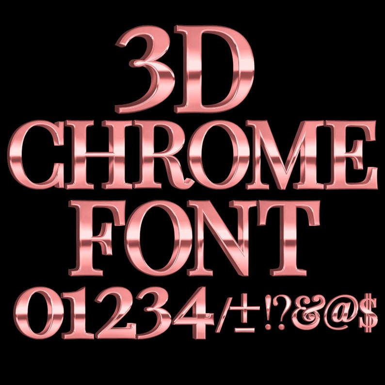 3D Rose Gold Chrome Letters Metallic Font PNG SVG, Chrome Rose Letter ...