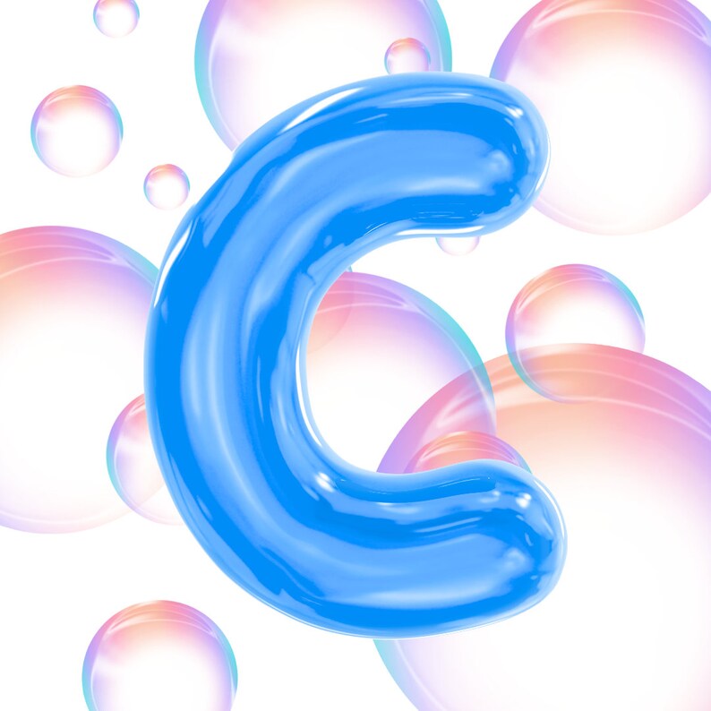 3D Bubble Letters Blue Font PNG SVG, Blue Bubbly Letter, Summer Cute ...